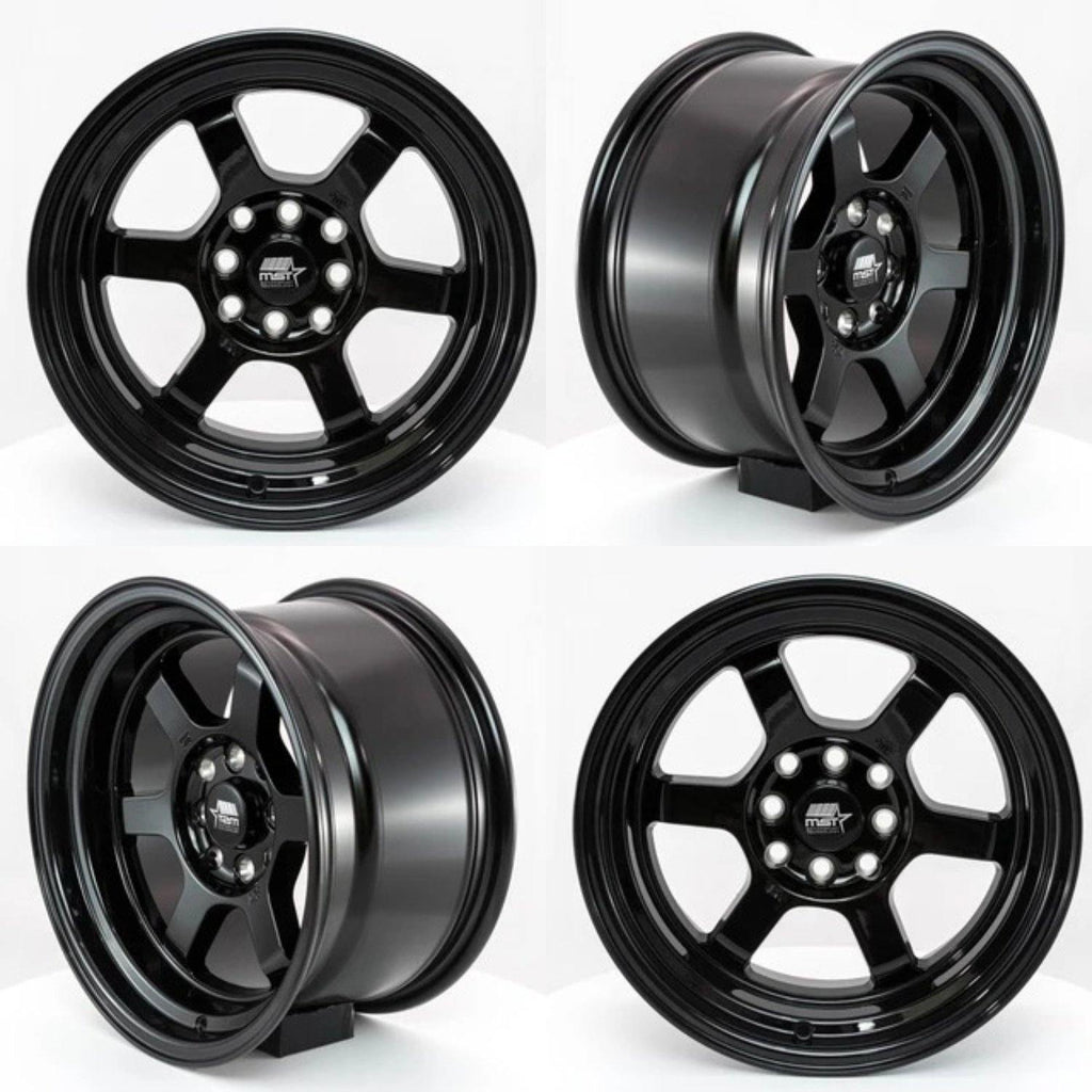 MST Time Attack 15x8 4x100 4x114.3 0 73.1 Glossy Black ( Set of 4 ) ri ...
