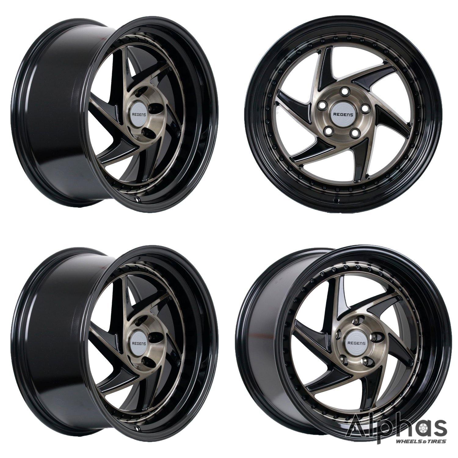 Regen5 R34 18x9.5 5x112 40ET Smoked Carbon/ Black Lip (Set of 4 Wheels ...