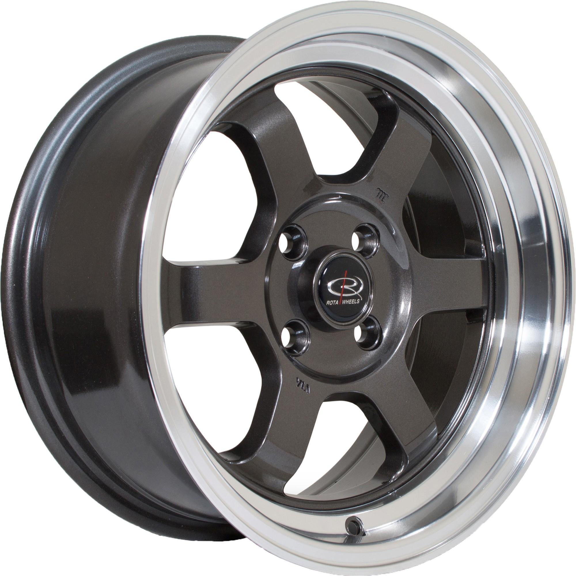 ROTA GRID-V 16x8 4X100 0 67.1 GUNMETAL WITH POLISH LIP – alphasone