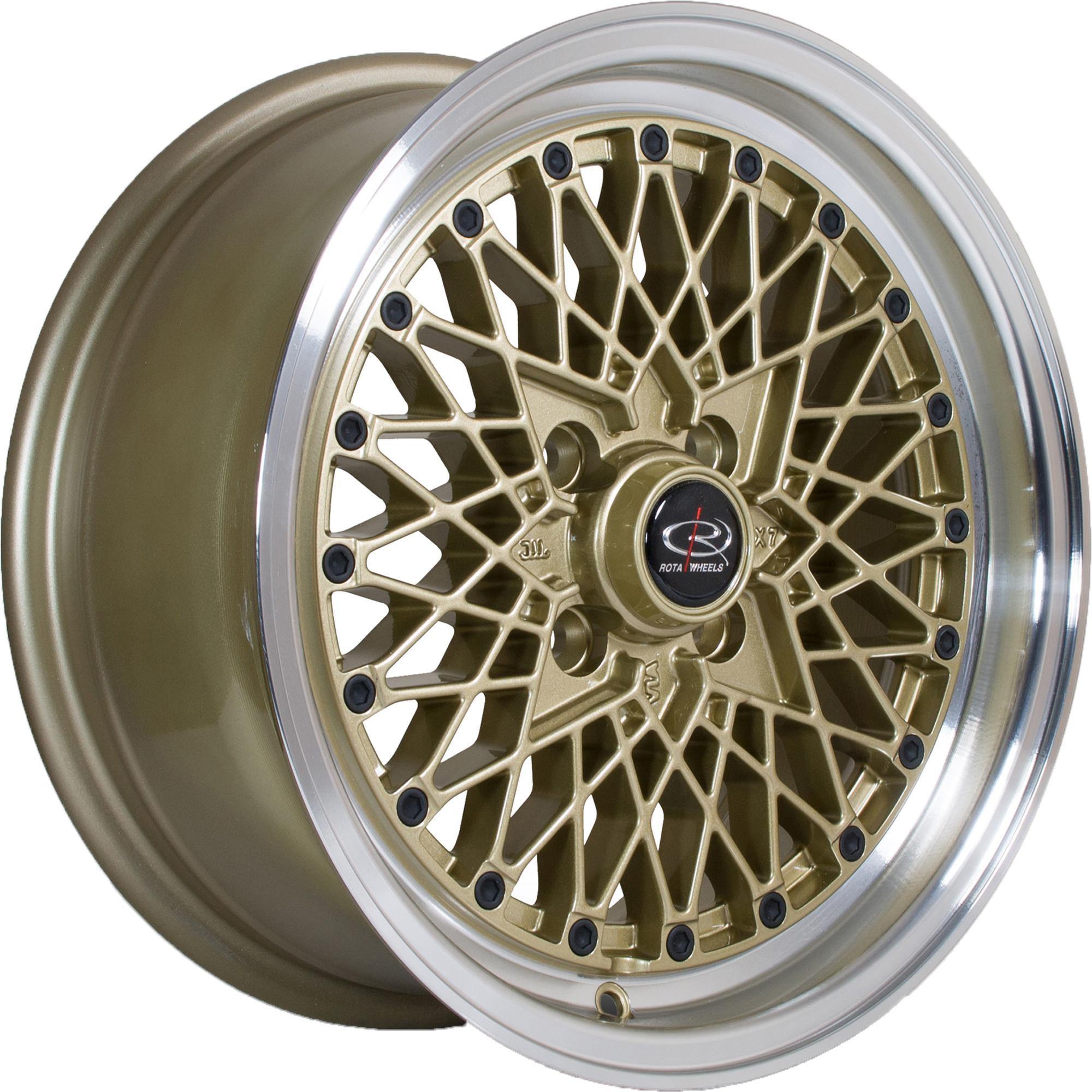 ROTA OS MESH 15x8 4X100 20 67.1 GOLD WITH POLISH LIP – alphasone